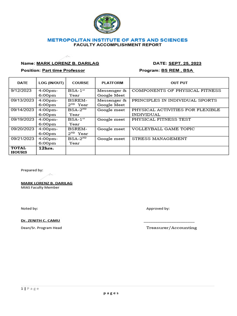 Faculty Accomplishment Report 2023 | PDF