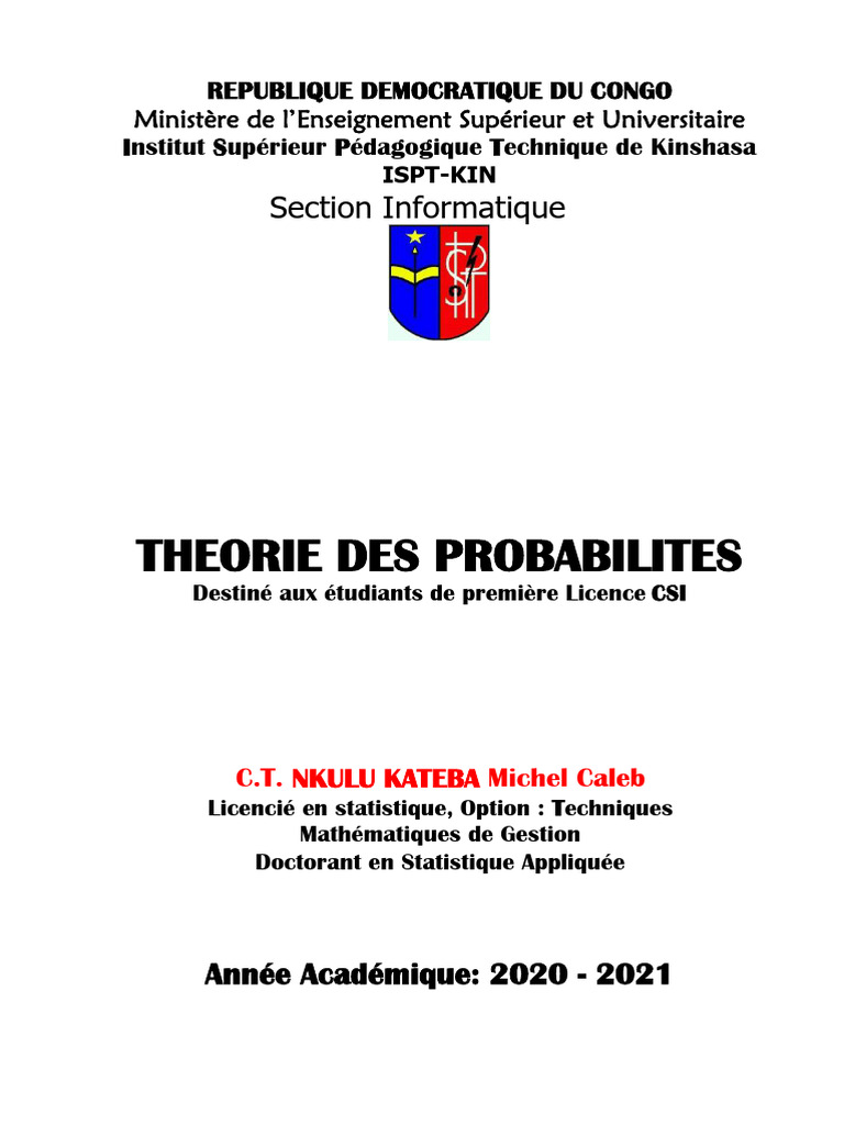 Introduction à la théorie des probabilités | PDF | Variance ...