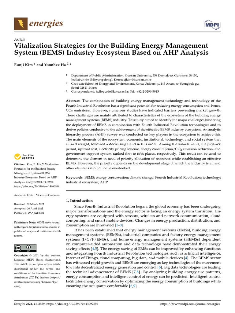 01 [ARTICLE] 2021 Kim Eunji_Vitalization Strategies for the Building Energy Management System ...