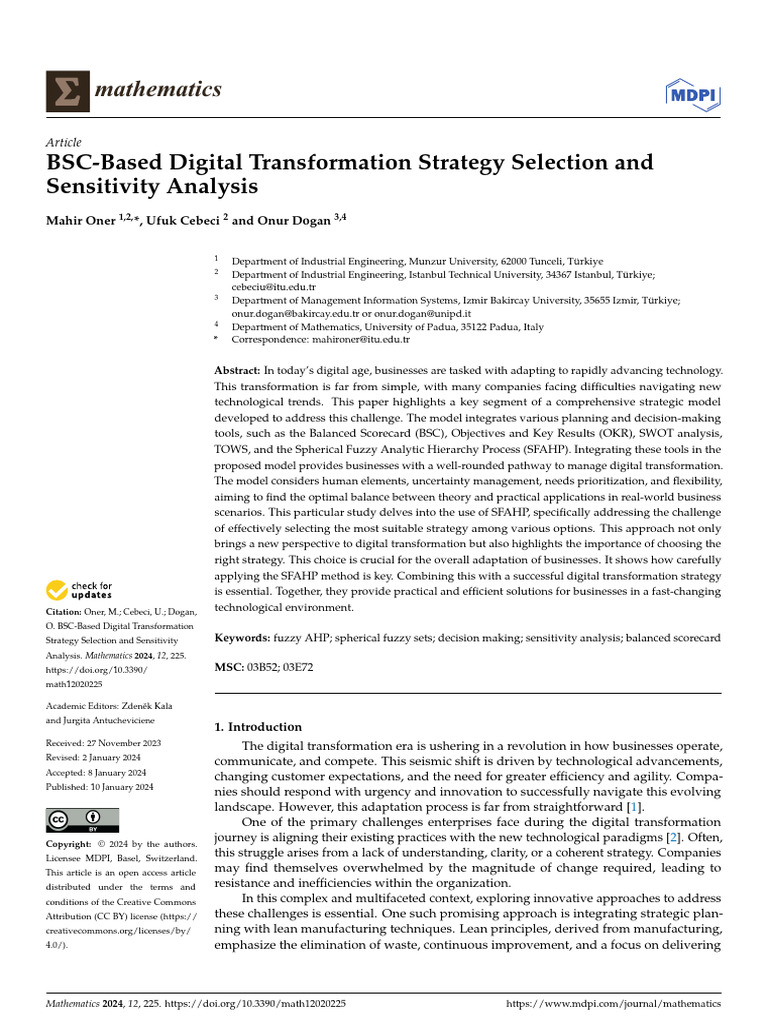 04 (ARTICLE) 2024 Oner Mahir - BSC-Based Digital Transformation Strategy Selection and ...