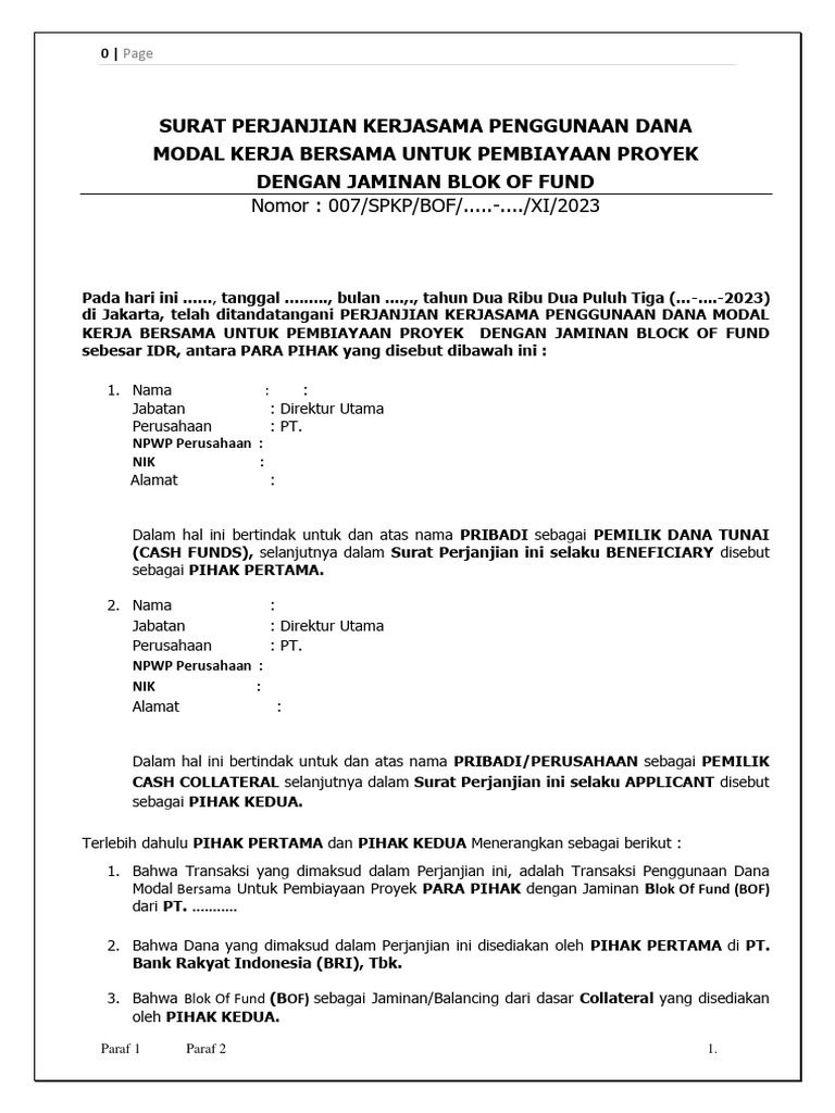 Draft Kontrak Pemakaian Bersama | PDF | Hukum