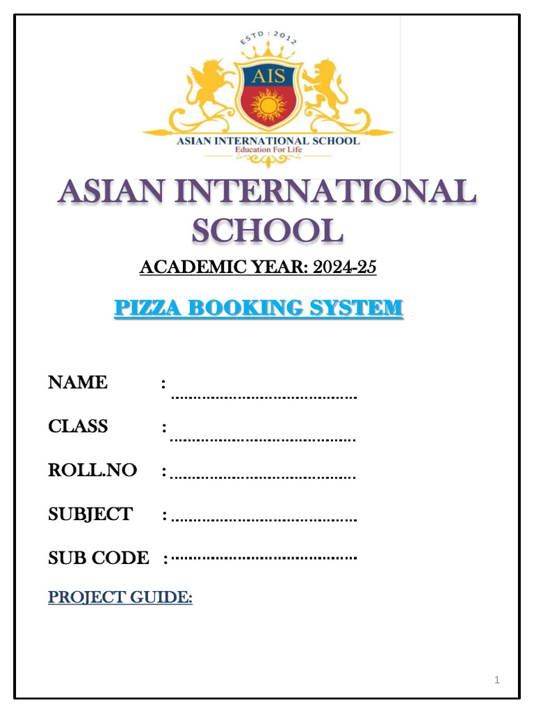 MD Maaz Ip Project - Pizza Booking System | PDF | Menu | Computer Science