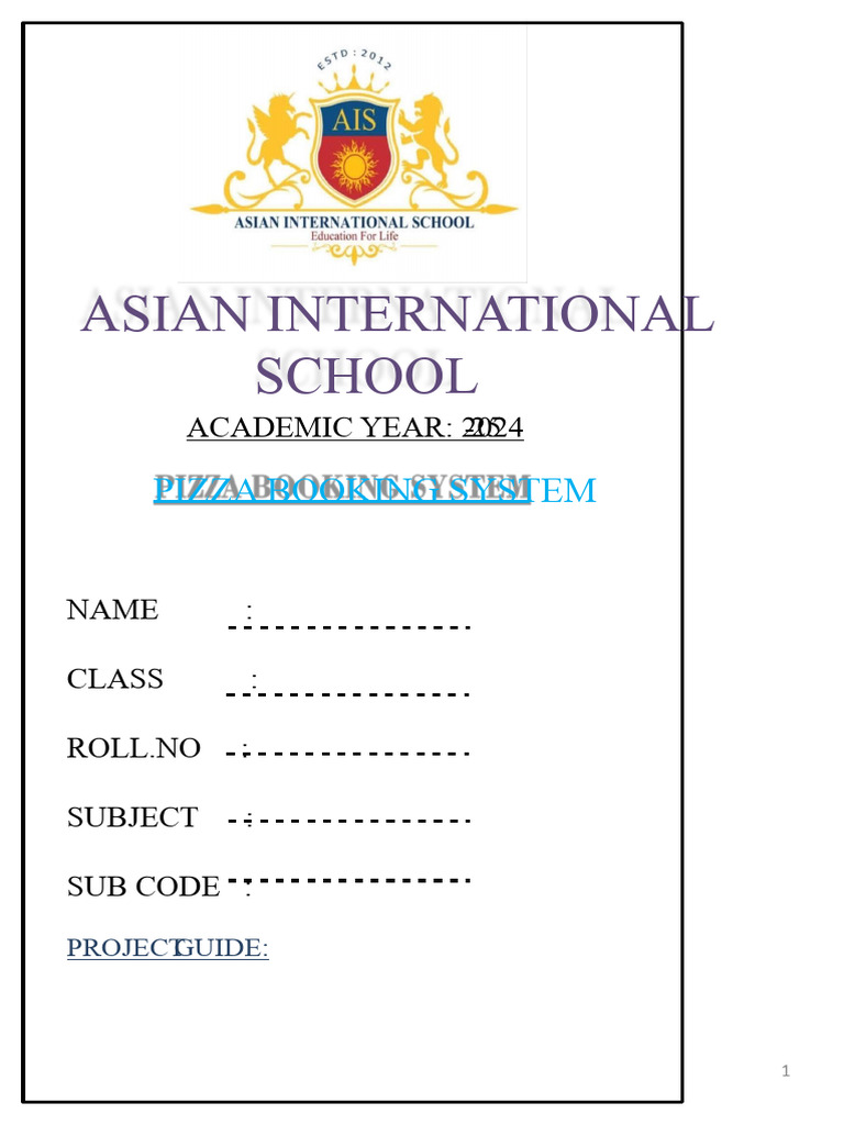 MD Maaz Ip Project - Pizza Booking System | PDF | Menu | Computing