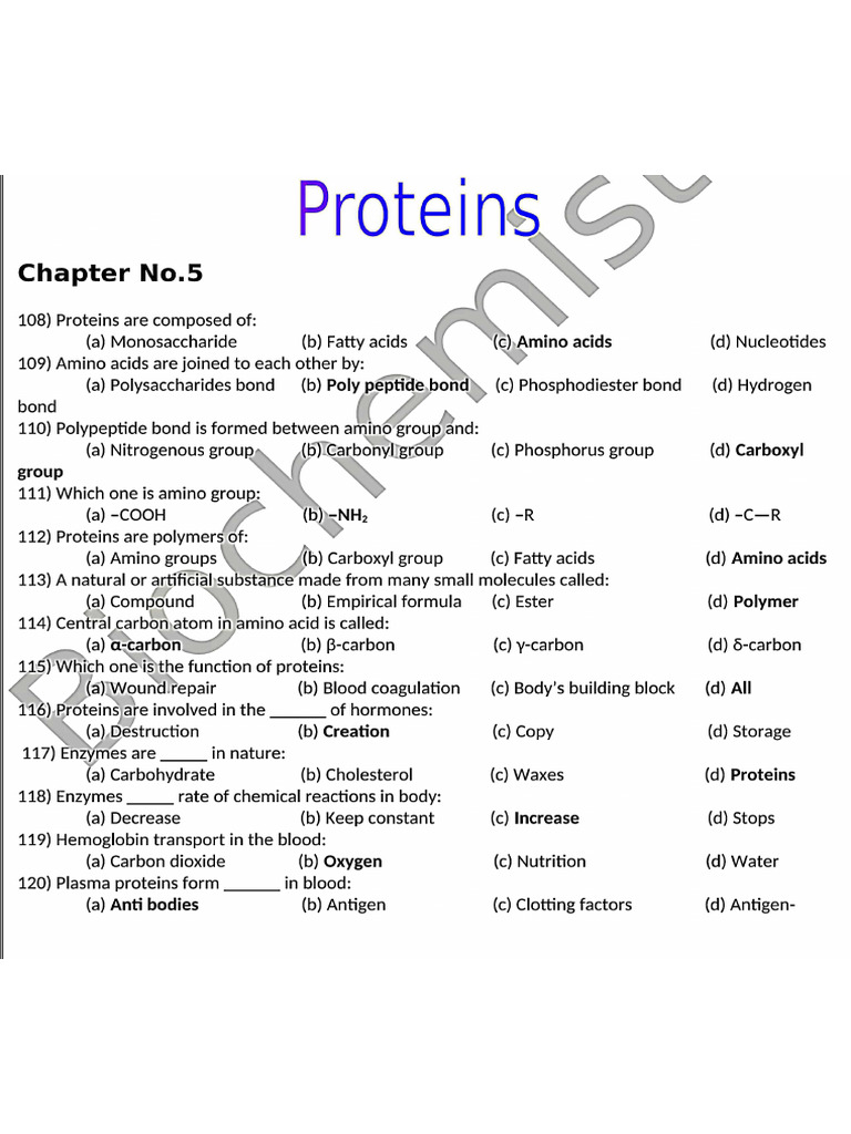 Protein Mcqs | PDF