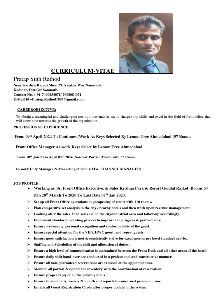 Resume Pratap Sinh Rathod | PDF | Business
