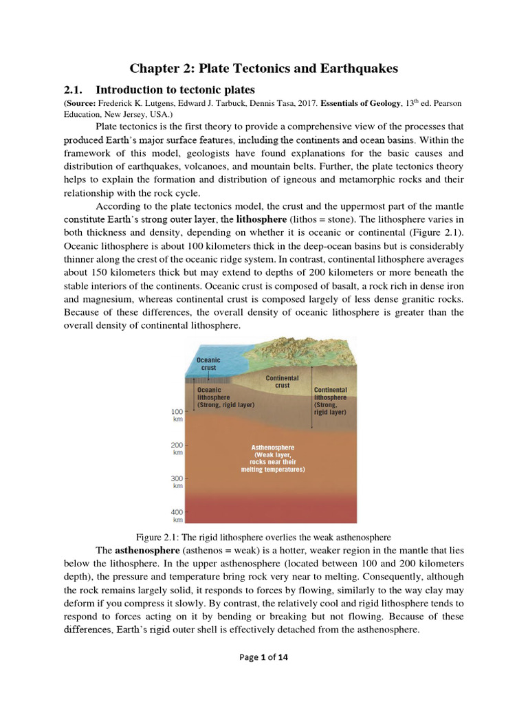 Chapter 2 - Plate Tectonics and Earthquakes | PDF | Earthquakes | Fault ...