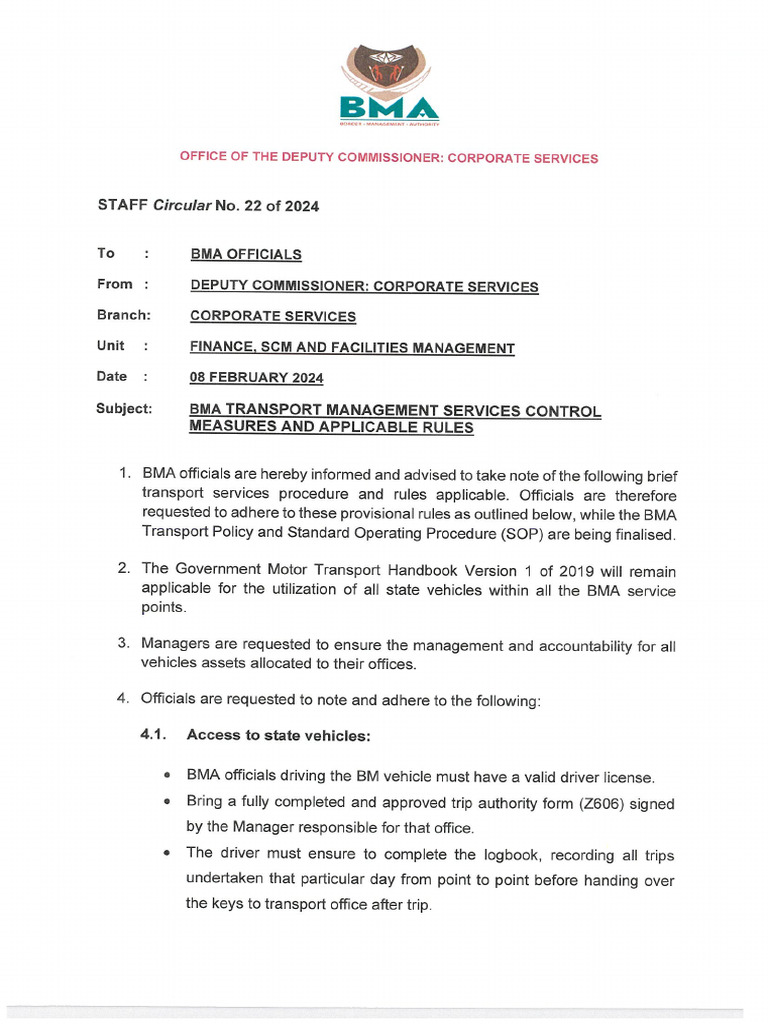 Circular No 22 of 2024 BMA TRANSPORT MANAGEMENT SE - 240723 - 200954 | PDF