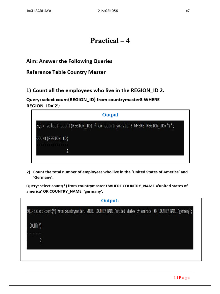 Practical 4 21ss02it056 | PDF | Computing | Databases