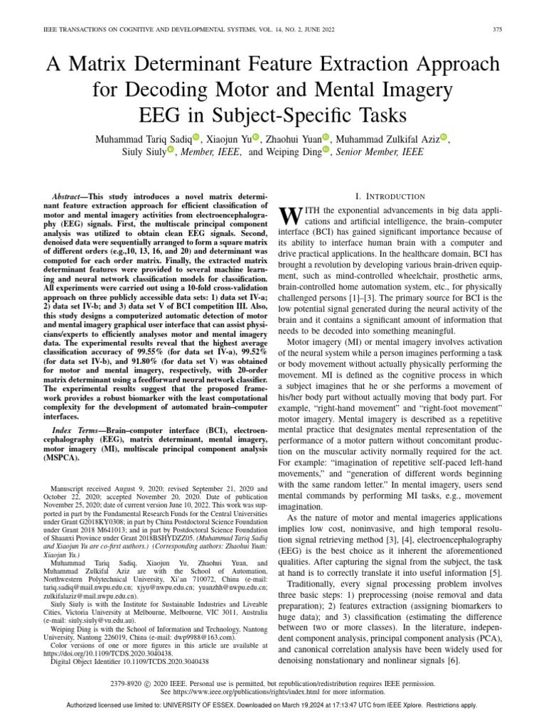 A Matrix Determinant Feature Extraction Approach For Decoding Motor and ...