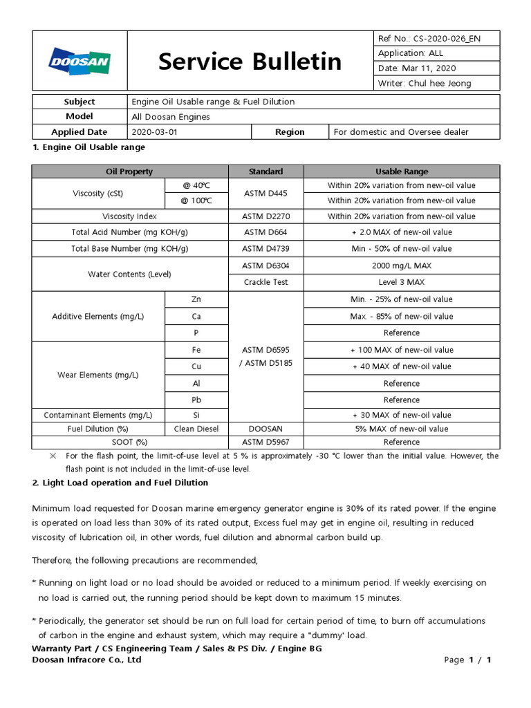 1-2. Fuel Dilution Recommendation | PDF | Motor Oil | Materials