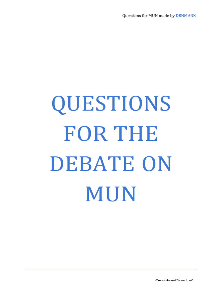Denmark's MUN Debate Questions | PDF | Gender Studies | Gender Equality