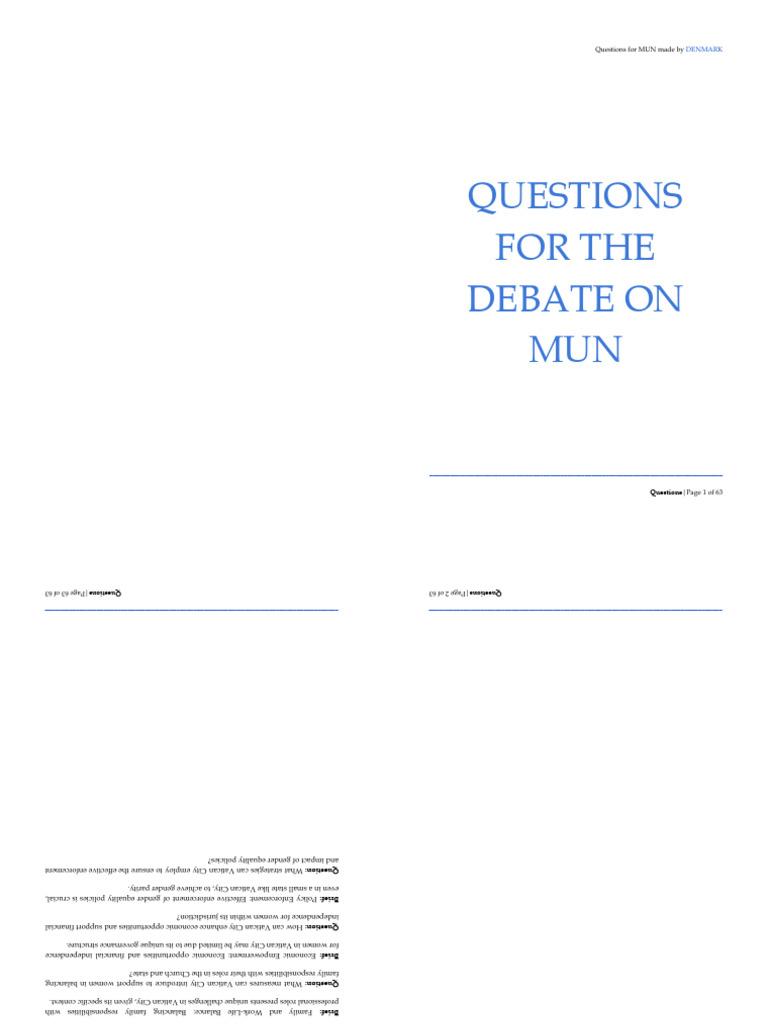 Denmark's MUN Questions on Vatican Gender Issues | PDF | Gender ...