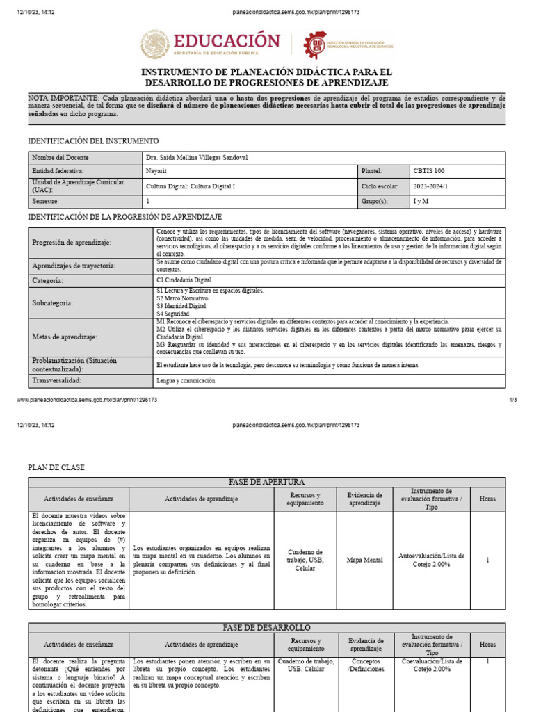 Plan de Clase 3 | PDF | Evaluación | Aprendizaje