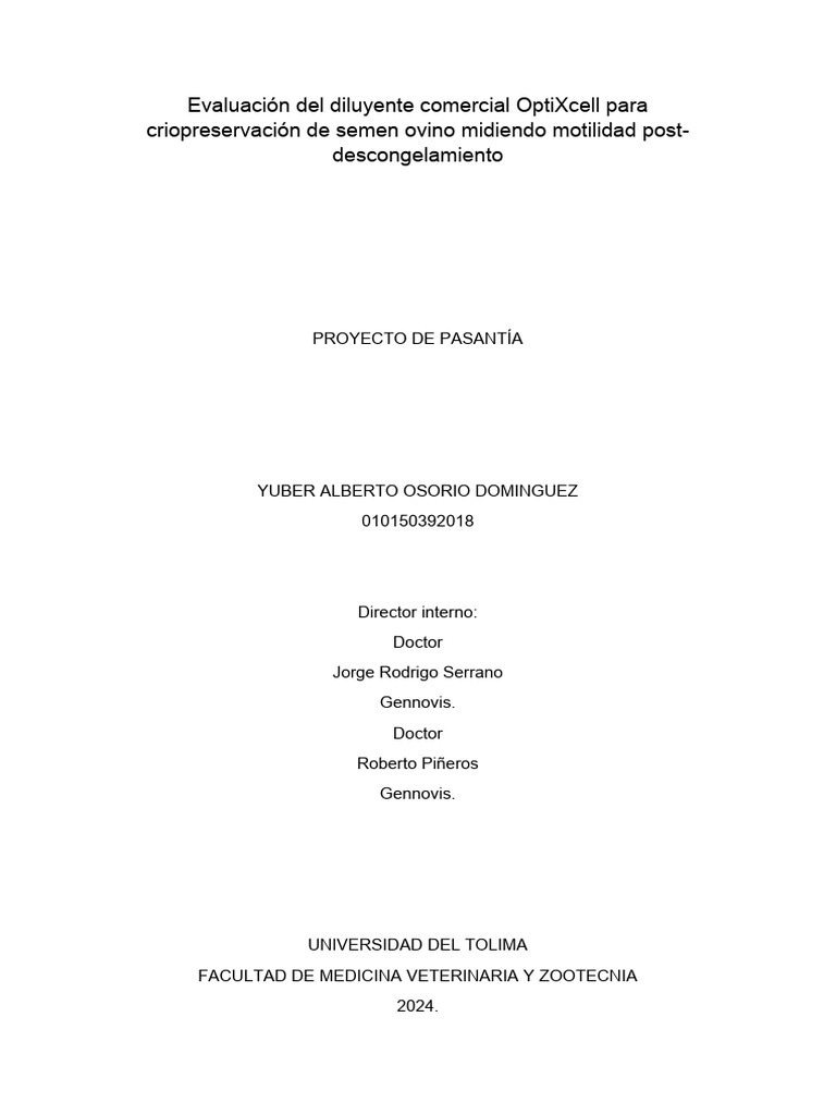 Evaluación de OptiXcell en Semen Ovino | PDF | Sistema reproductivo | Semen