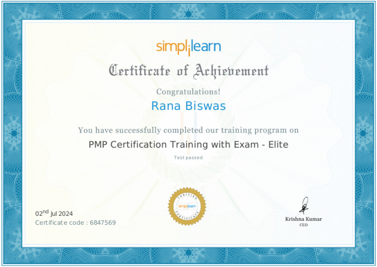 PMP Certificate - 24 | PDF