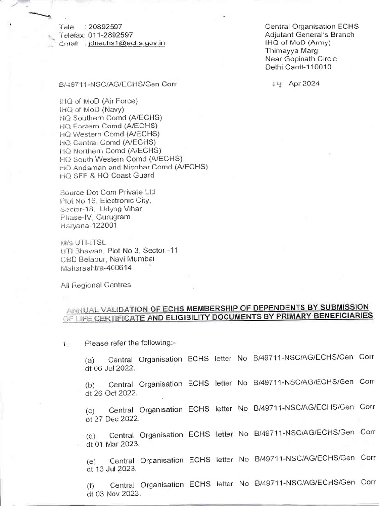 Annual Validation of Echs Membership of Dependents | PDF | Technology ...