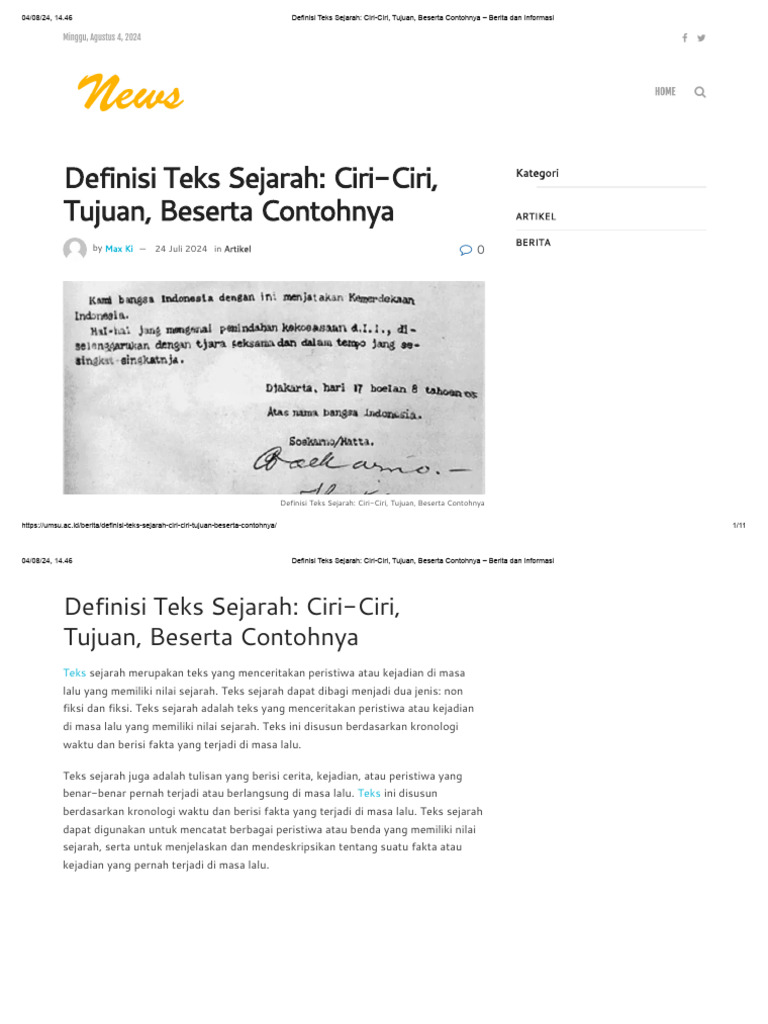 Definisi Teks Sejarah - Ciri-Ciri, Tujuan, Beserta Contohnya - Berita ...