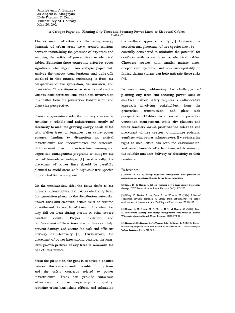 Critique Paper BES 061 | PDF | Infrastructure | Earth Sciences
