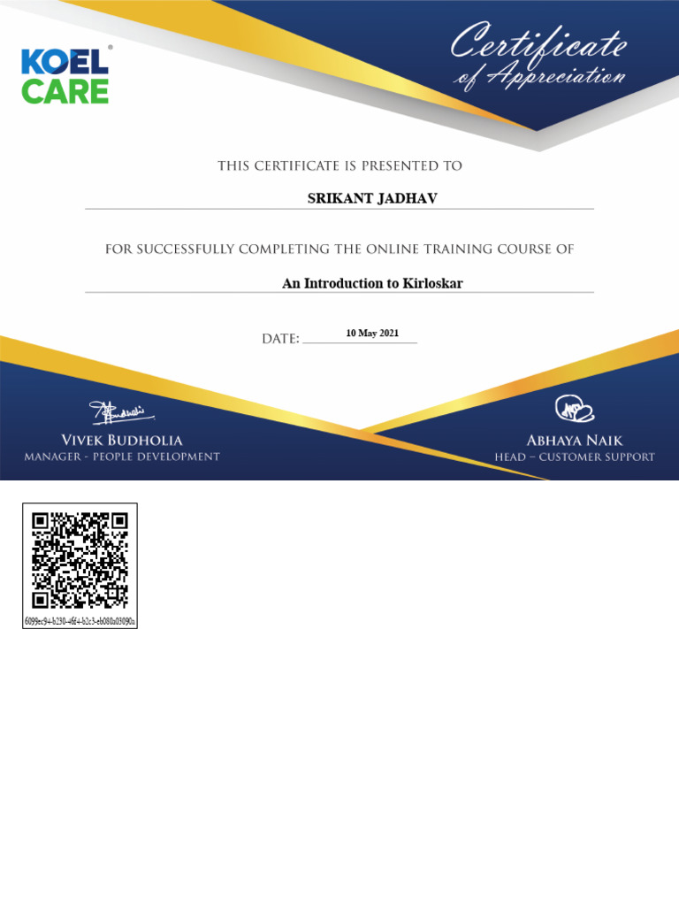 An Introduction To Kirloskar-Certificate 2771 | PDF