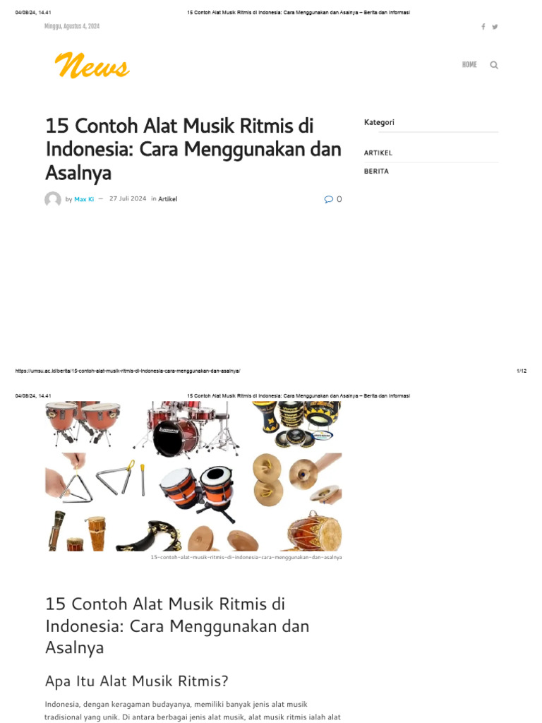 15 Contoh Alat Musik Ritmis Di Indonesia - Cara Menggunakan Dan Asalnya ...