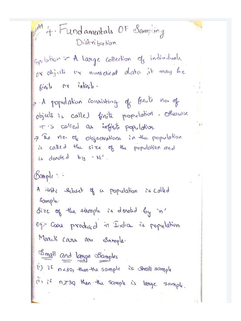 MSF Unit III Sampling Distribution Notes | PDF