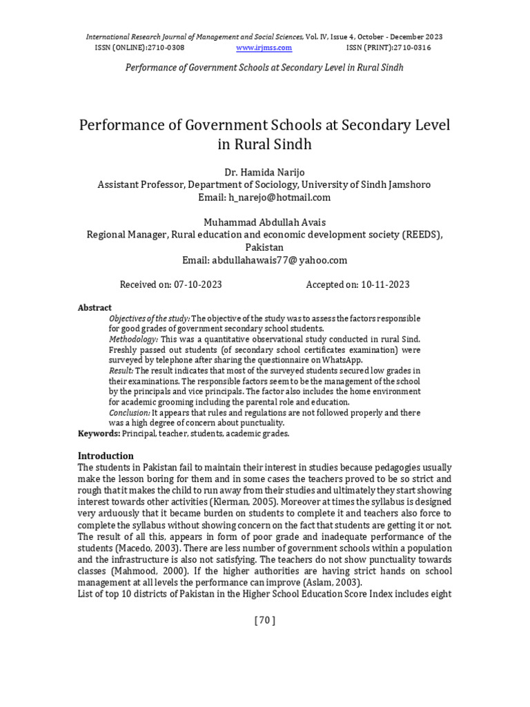 Performance of Government Schools | PDF | Teachers | Mentorship