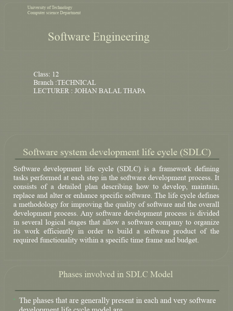 12 T SDLC presentation | PDF | Software Development Process | Software Development