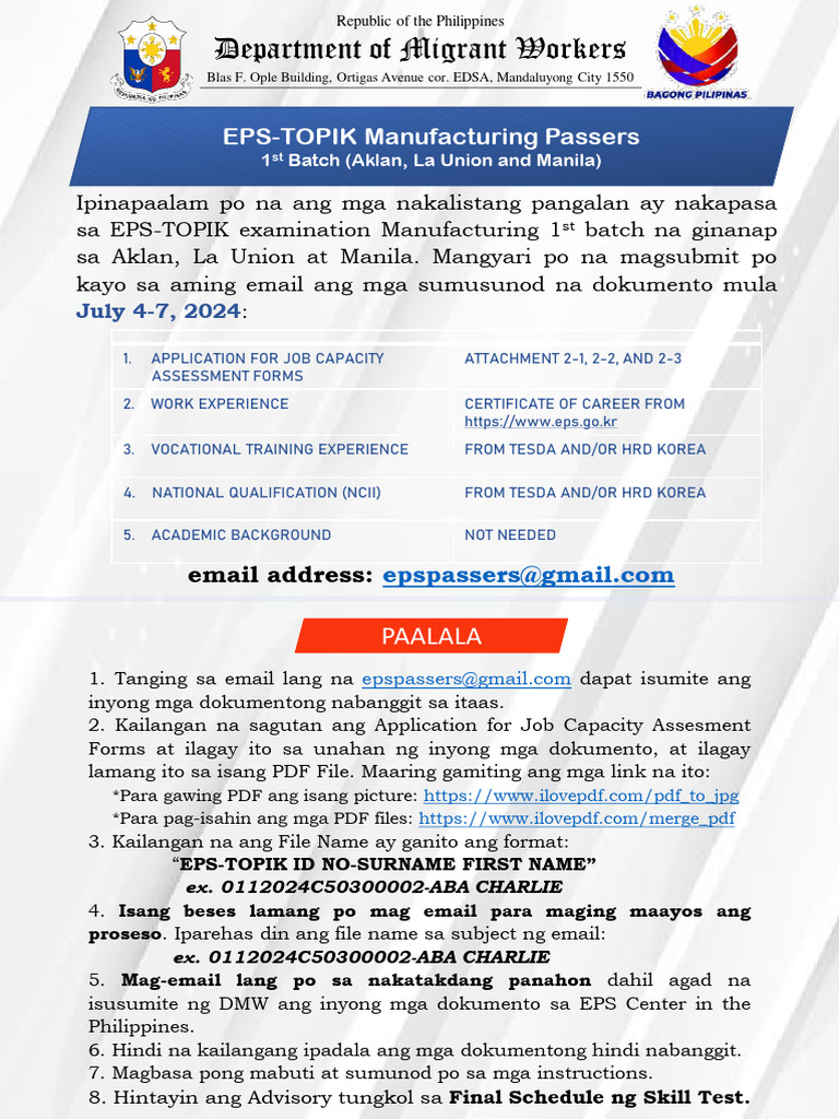 Eps Manufacturing List | PDF | Philippines | Vocational Education