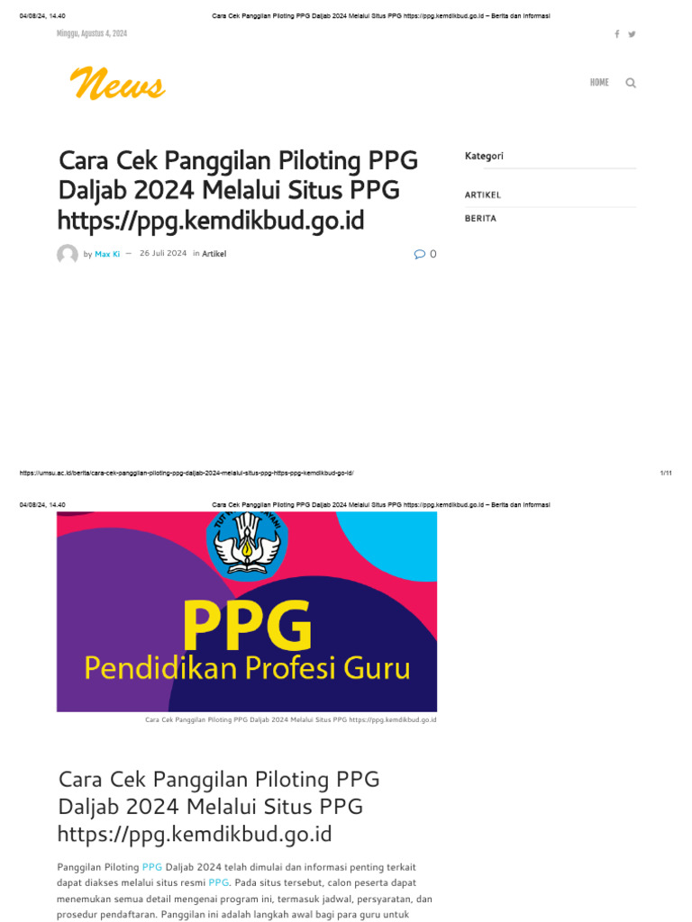 Cara Cek Panggilan Piloting PPG Daljab 2024 Melalui Situs PPG Https - PPG - Kemdikbud.go - Id ...