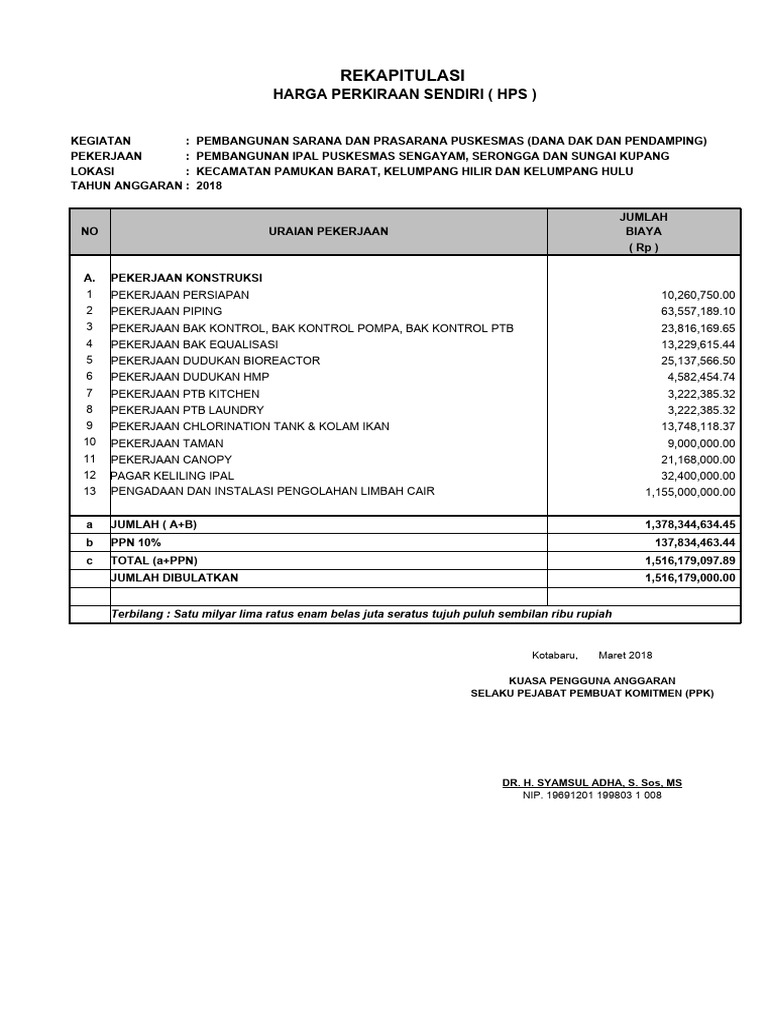 HPS 3 Ipal Puskesmas Dak | PDF