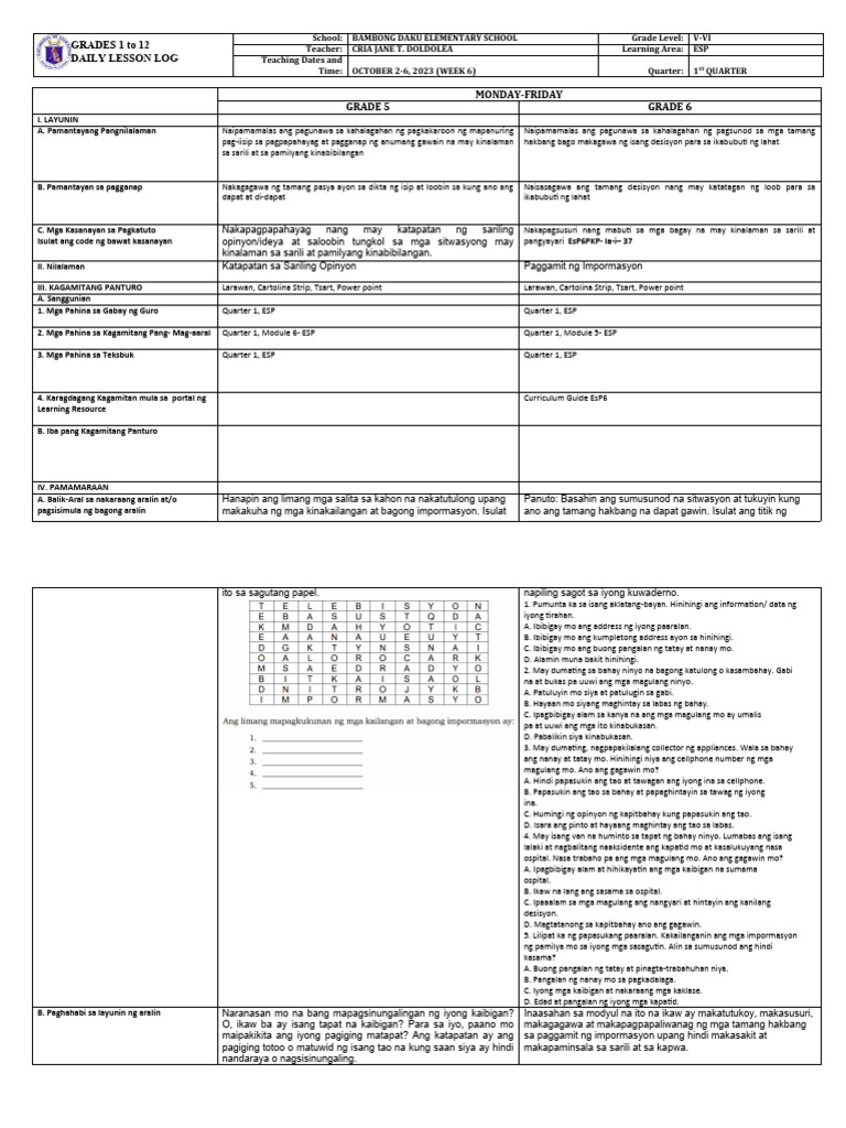Q1 Multi DLL Esp Week 6 | PDF