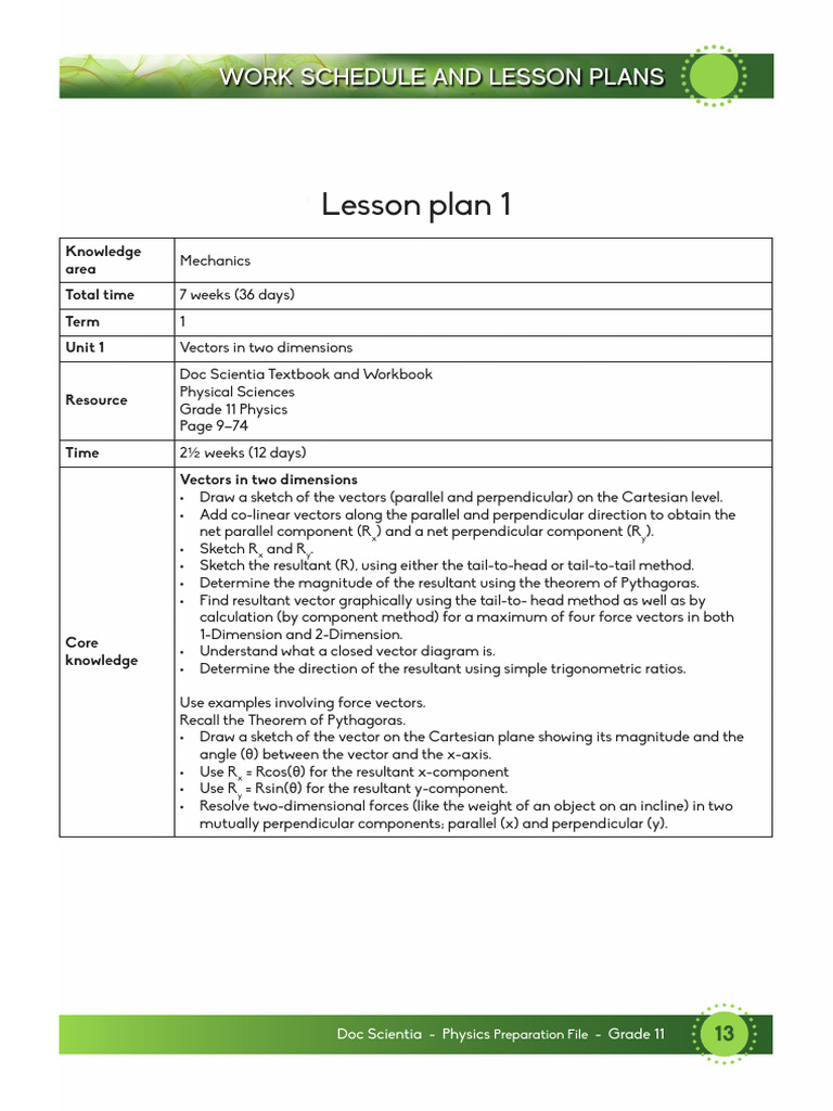 Grade 11 Physics Preparation File Lesson Plan | PDF | Force | Friction