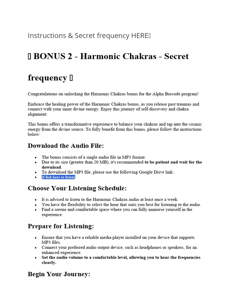 Harmonic Chakras - Secret Frequency | PDF