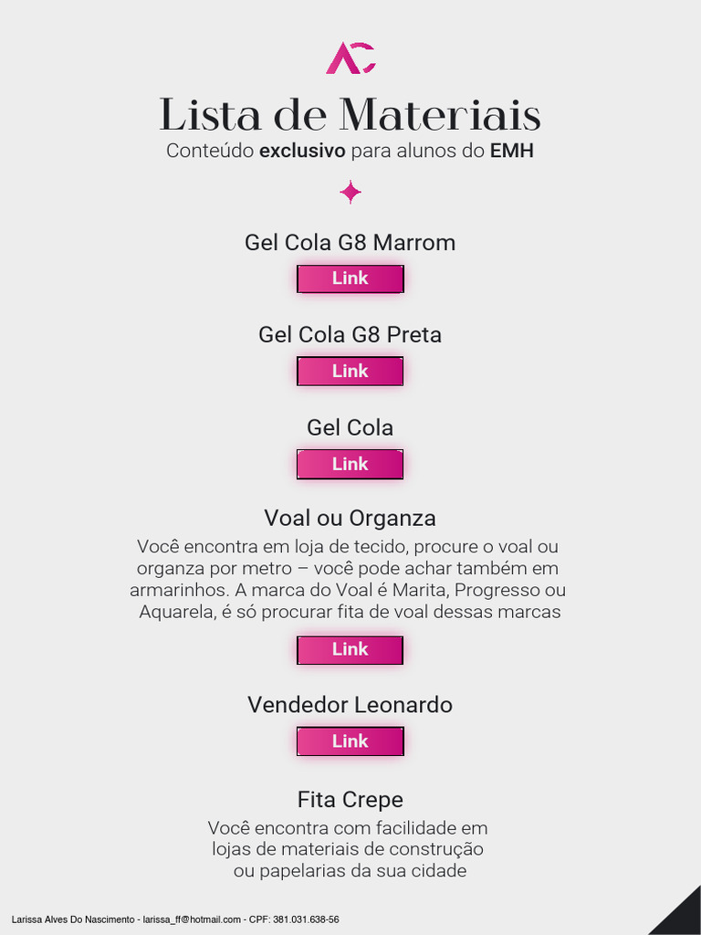 Lista de Materiais Método Impercept Att - L | PDF