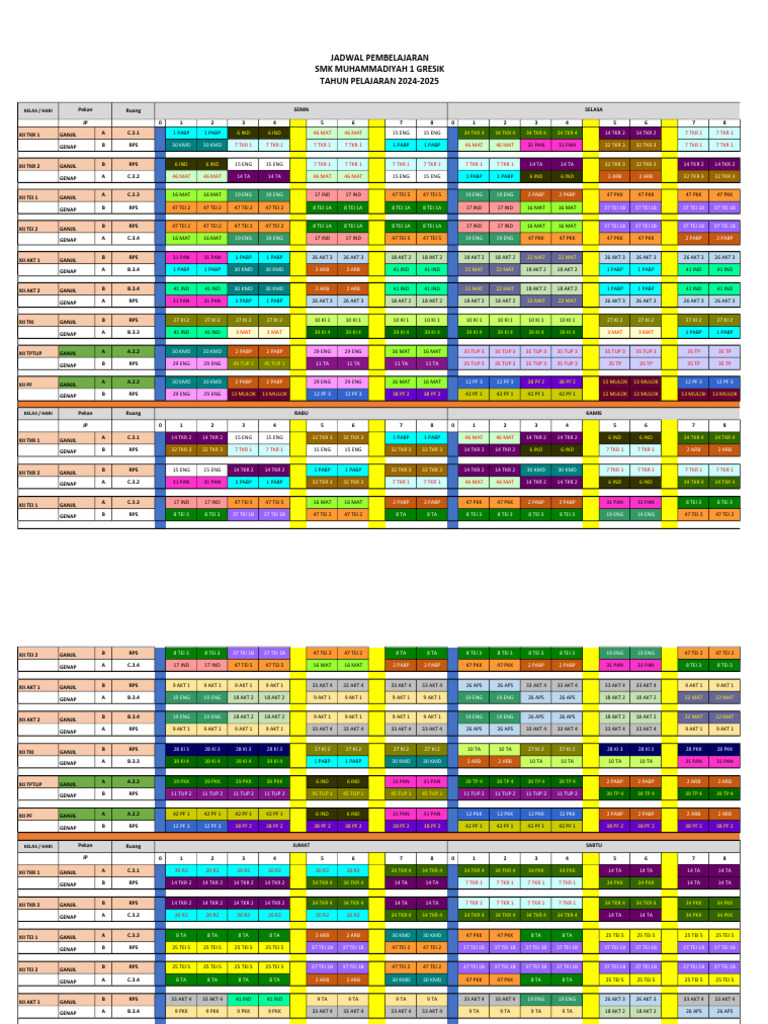 Jadwal Kelas Xii 24 25 | PDF
