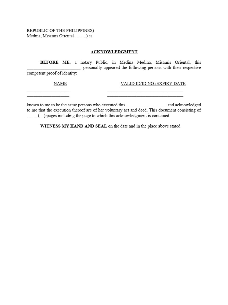Notarial Acknowledgment Format | PDF