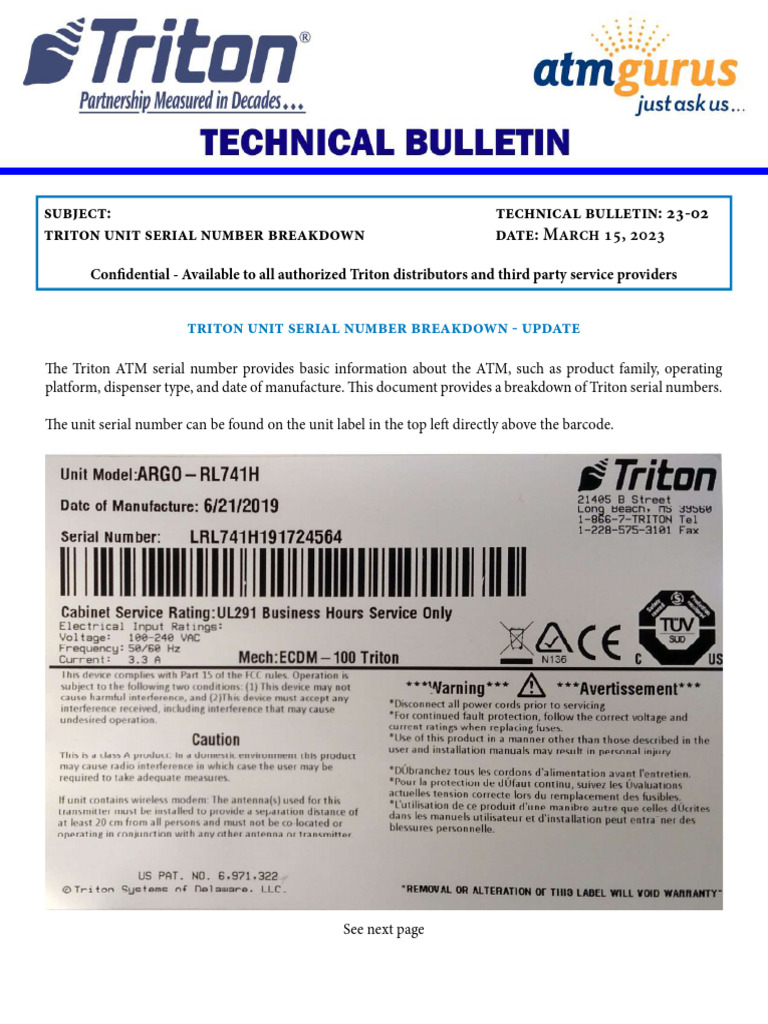 Triton ATM Serial Guide | PDF