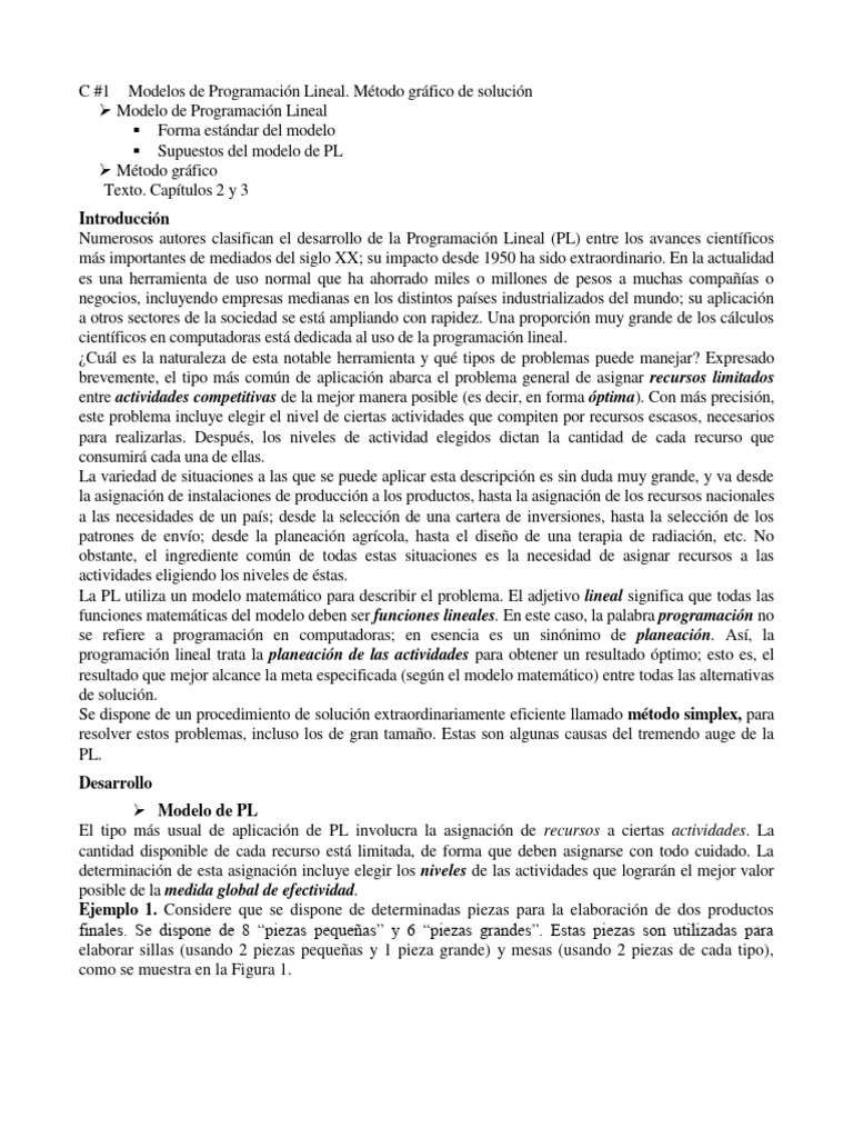 C1 Modelos de PL. MÃ©todo Grã¡fico | PDF | Programación lineal | Matemáticas