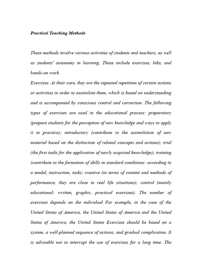 Practical Teaching Methods PDF | PDF | Science | Teaching Method