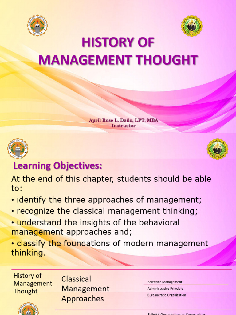 History of Management Thought | PDF | System | Behavioural Sciences