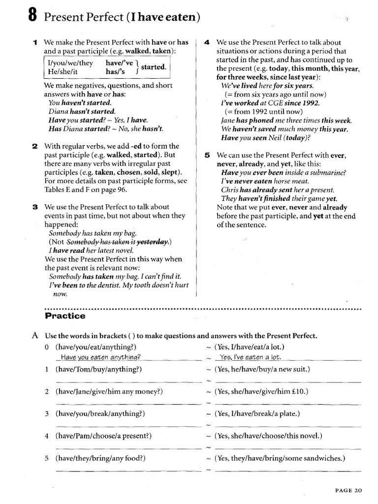 Present Perfect and Past Simple | PDF