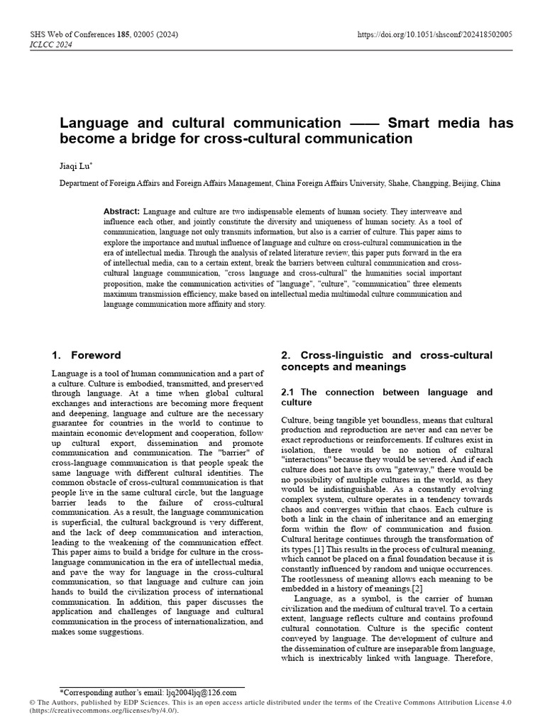 Language and Cultural Communication - Smart Media Has Become A Bridge ...