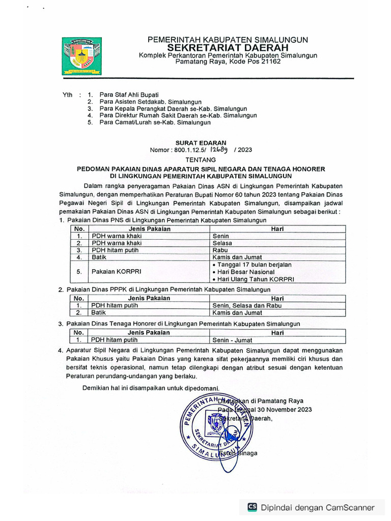 SE. Pakian Dinas | PDF