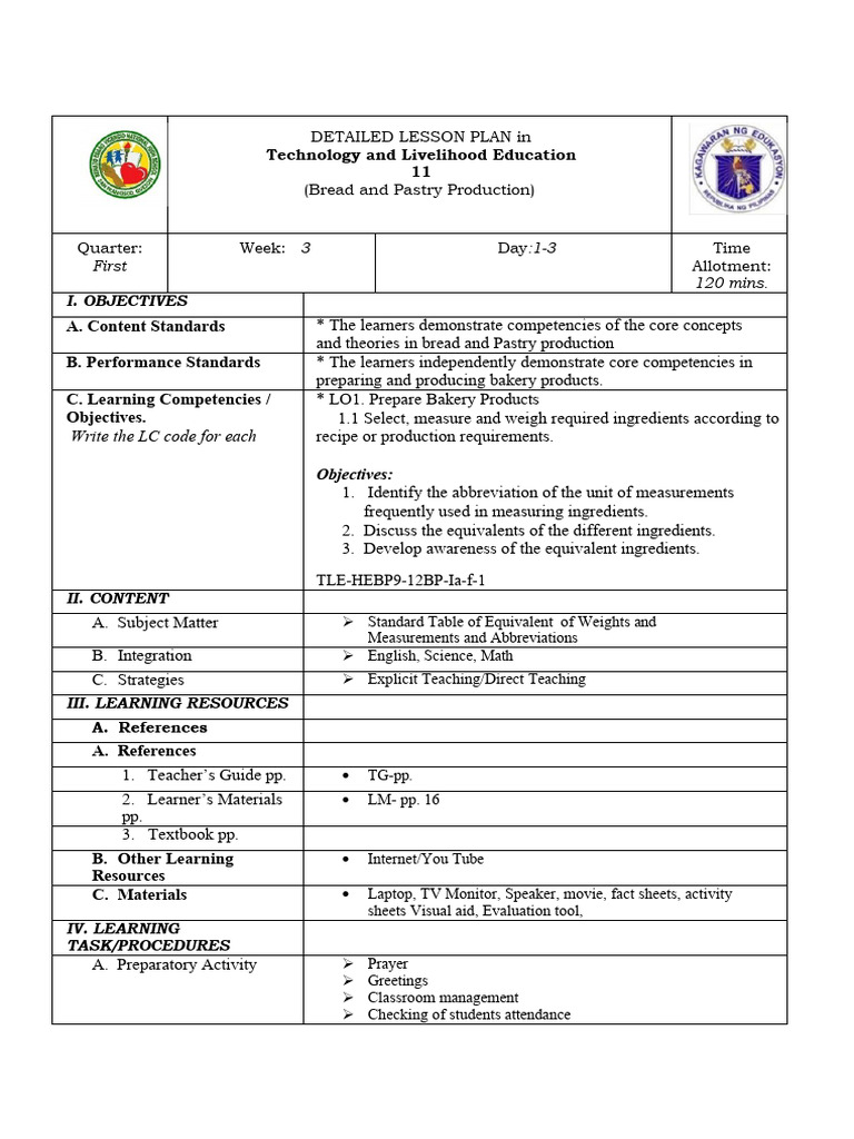 Detailed Lesson Plan - Bpp-Rtg-Week 3 | PDF | Learning | Lesson Plan