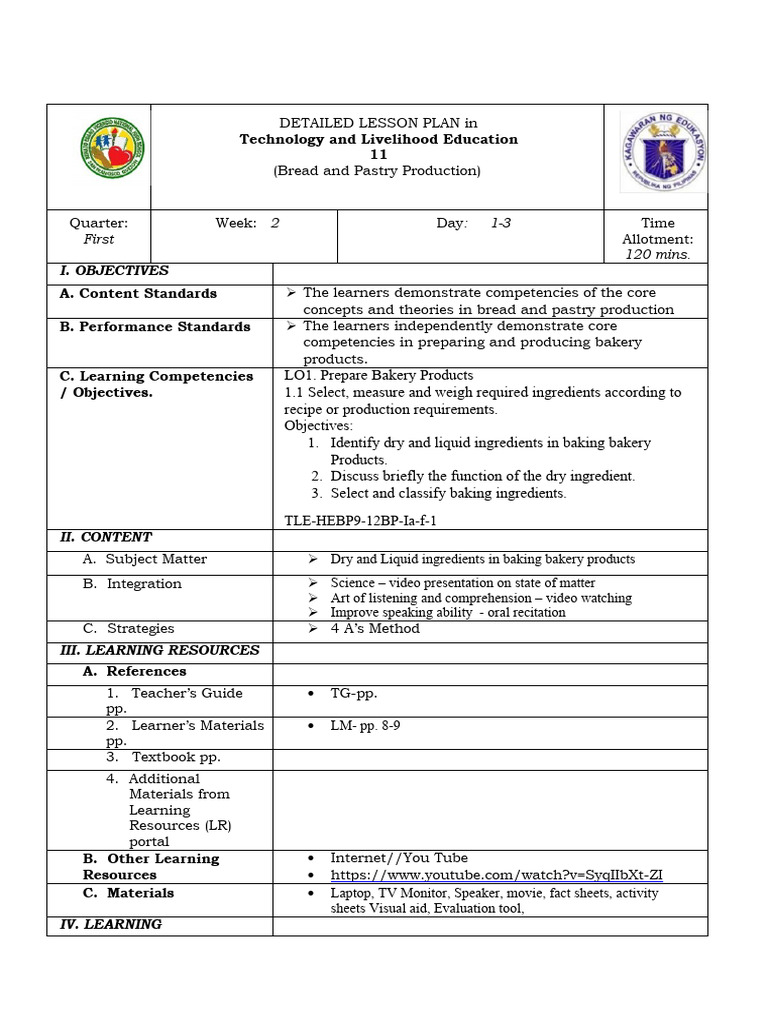 Detailed Lesson Plan - Bpp-Rtg-Week 2 | PDF | Lesson Plan | Learning