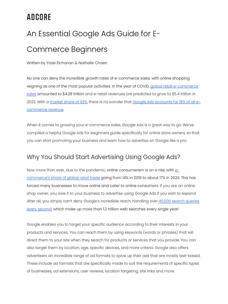 Google Ads Guide for E-Commerce Beginners | PDF | Advertising | Marketing