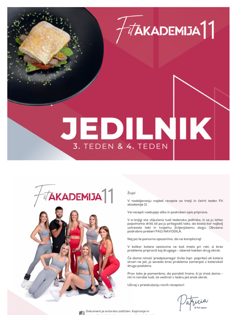 FA11 JEDILNIK 3. in 4. Teden 2 | PDF