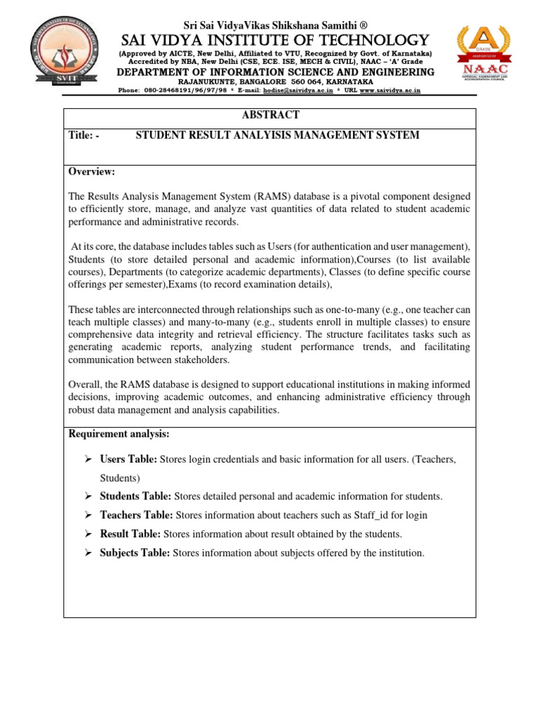 DBMS Mini-Project-abstract - Format - 2023-24 | PDF | Databases | Information