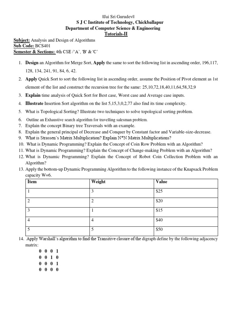 Ada Tutorial-2 | PDF | Dynamic Programming | Algorithms