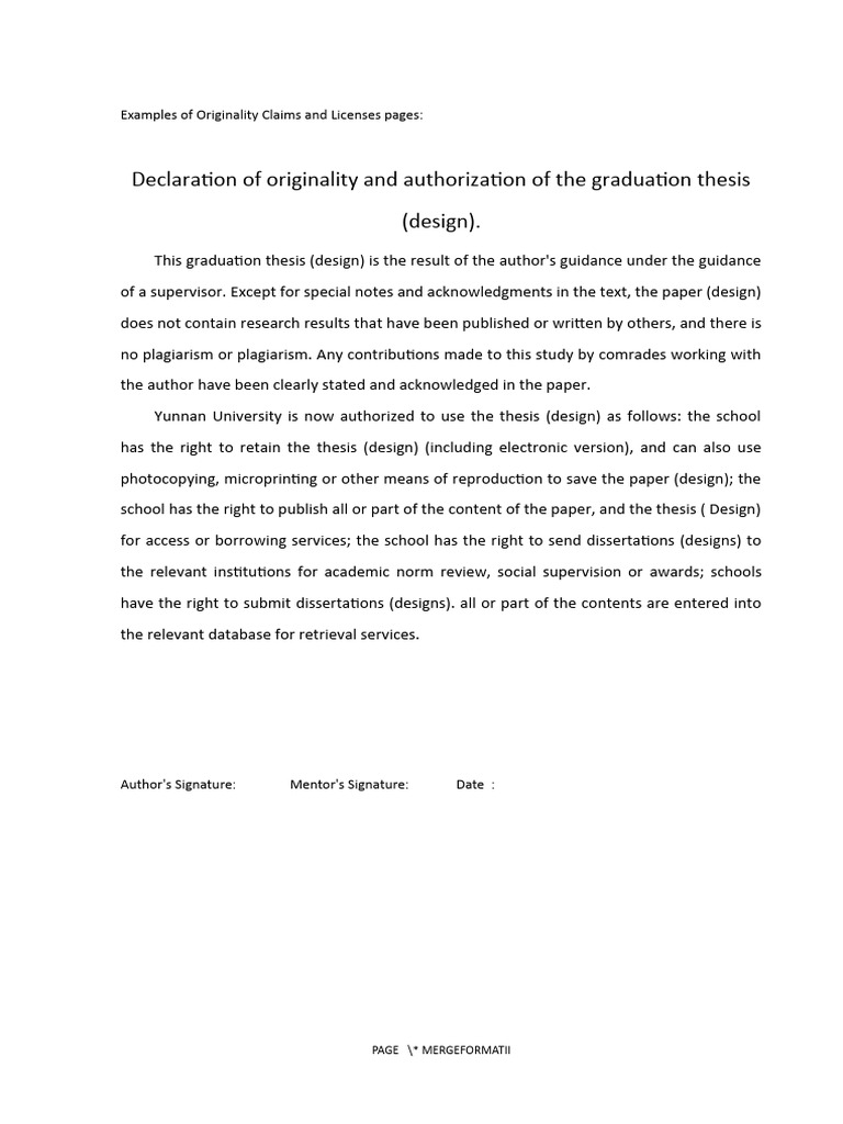 Declaration of Originality and Authorization of The Graduation Thesis ...